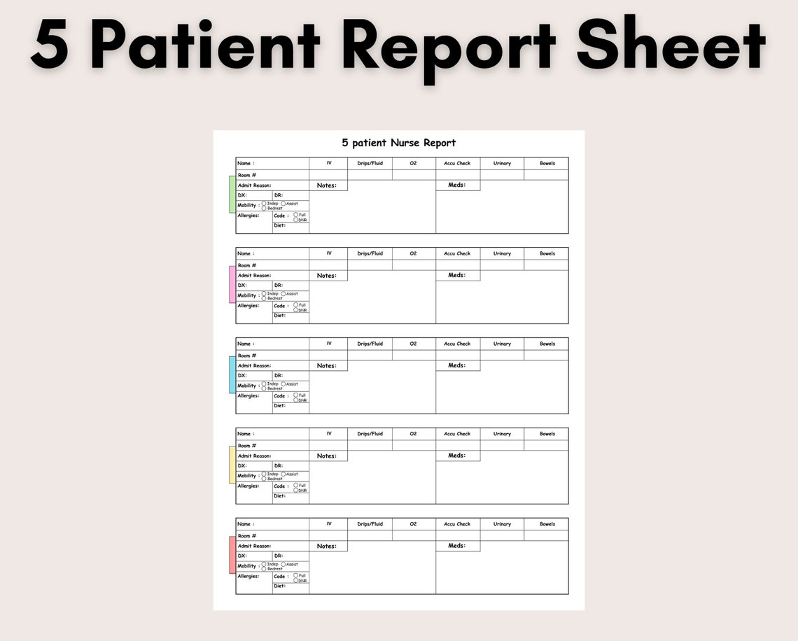 Nurse Report Sheet Bundle | Nursing Report Sheet | 1, 2, 3, 4, 5, 6 ...