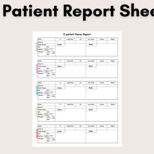 Nurse Report Sheet Bundle | Nursing Report Sheet | 1, 2, 3, 4, 5, 6 ...
