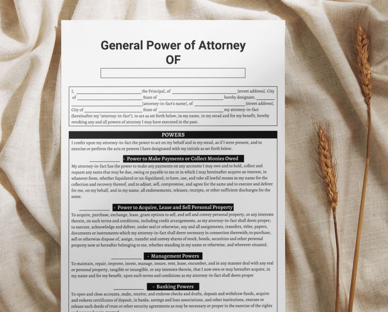 Editable General Power of Attorney Printable POA Templates - Etsy Australia