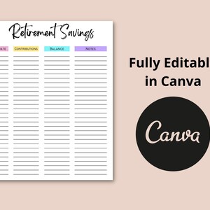 Retirement Savings Tracker, Retirement Tracker Log, Retirement Planning ...