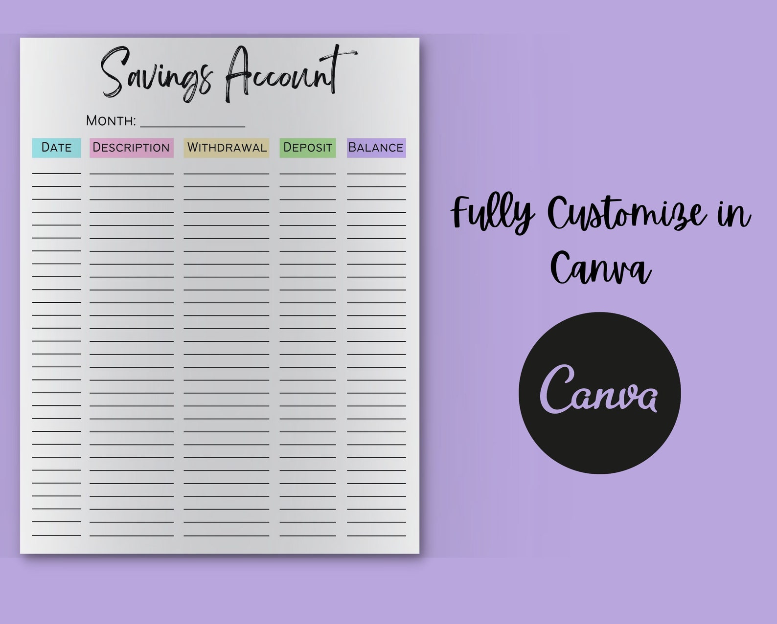 Printable Savings Account Tracker Personal Savings Tracker - Etsy