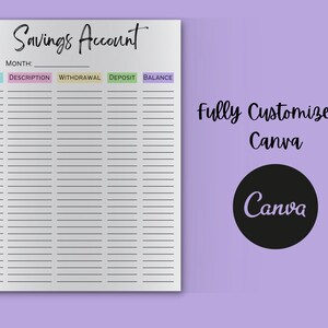 Printable Savings Account Tracker, Personal Savings Tracker, Financial ...