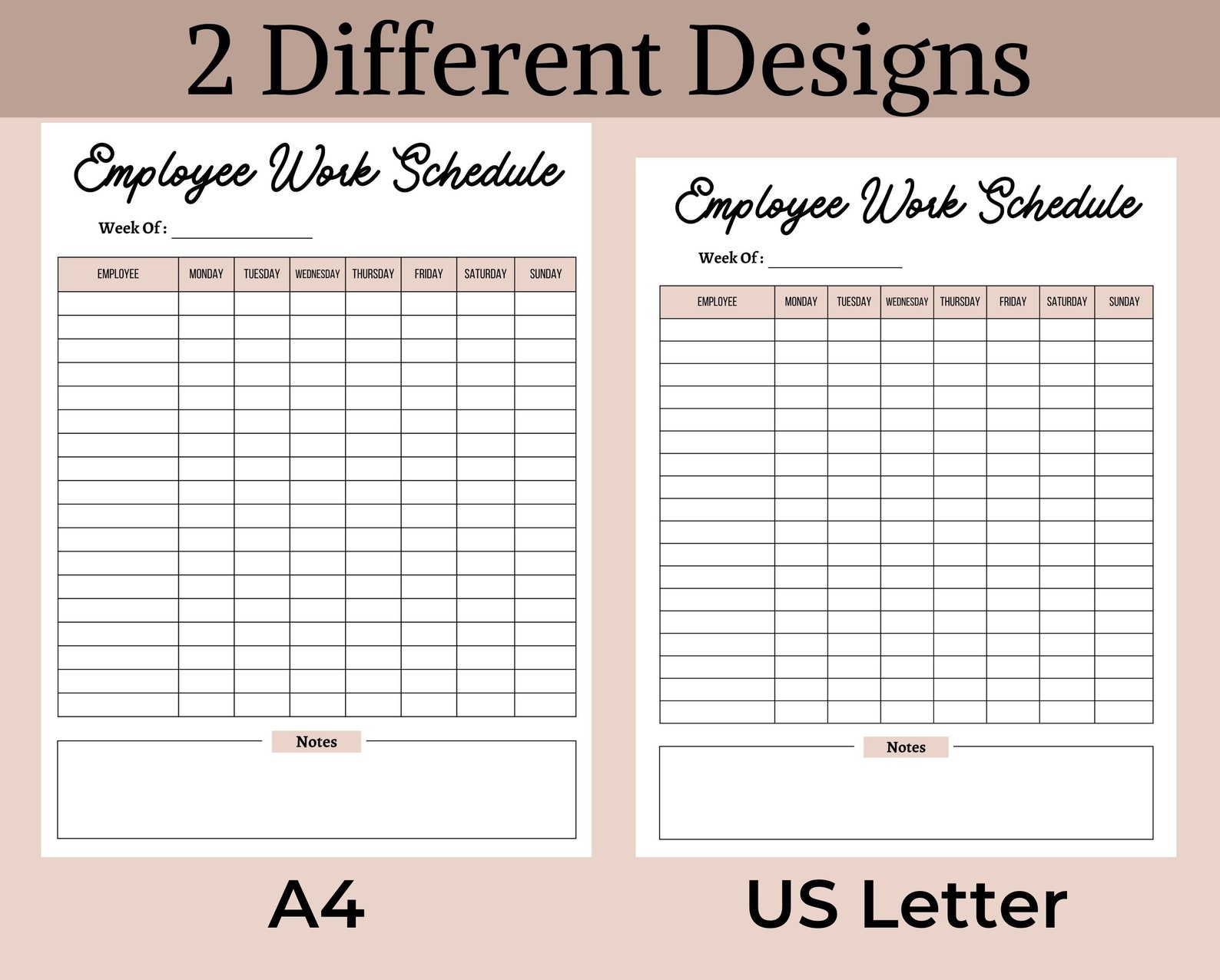 Employee Work Schedule Printable Employee Time Sheet - Etsy