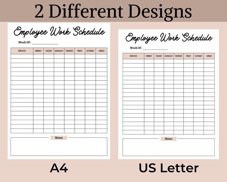 Employee Work Schedule, Printable Employee Time Sheet, Employee ...