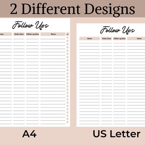 Business Follow Ups, Printable Customer Log, Small Business Customer ...