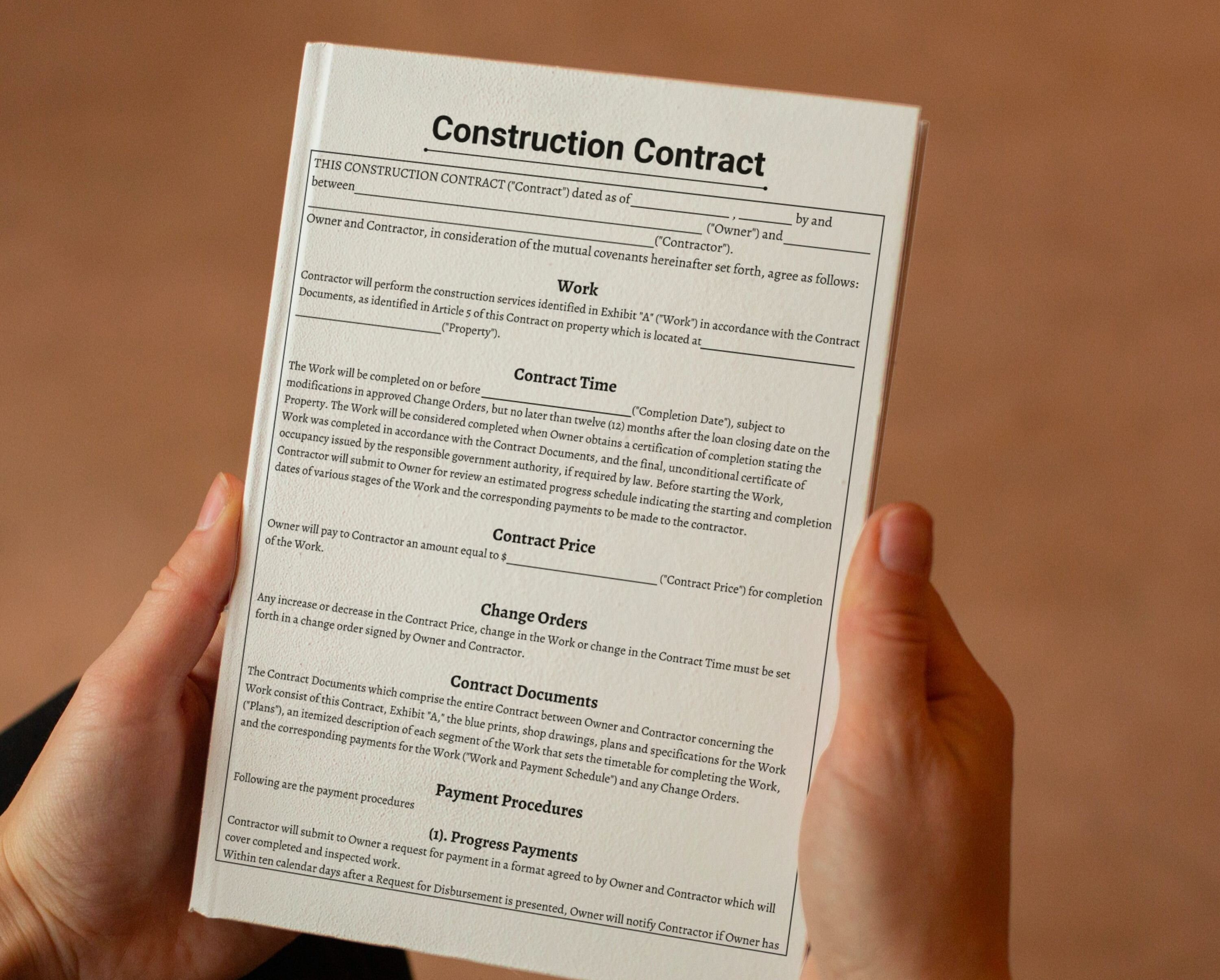 Construction Contract, Printable Construction Template - Handyman ...
