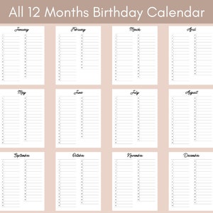 Printable Birthday Tracker, Editable Birthday Calendar, Birthday ...