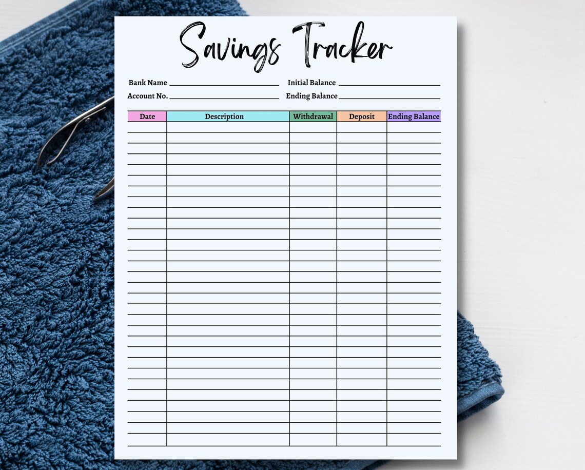 Editable Savings Tracker - Savings Log - Printable Savings Goal ...