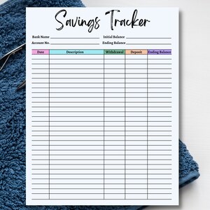 Editable Savings Tracker - Savings Log - Printable Savings Goal ...