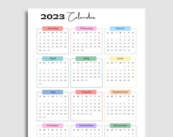 2023 Editable Calendar, Fillable 2023 Calendar, 2023 Monthly Calendar ...