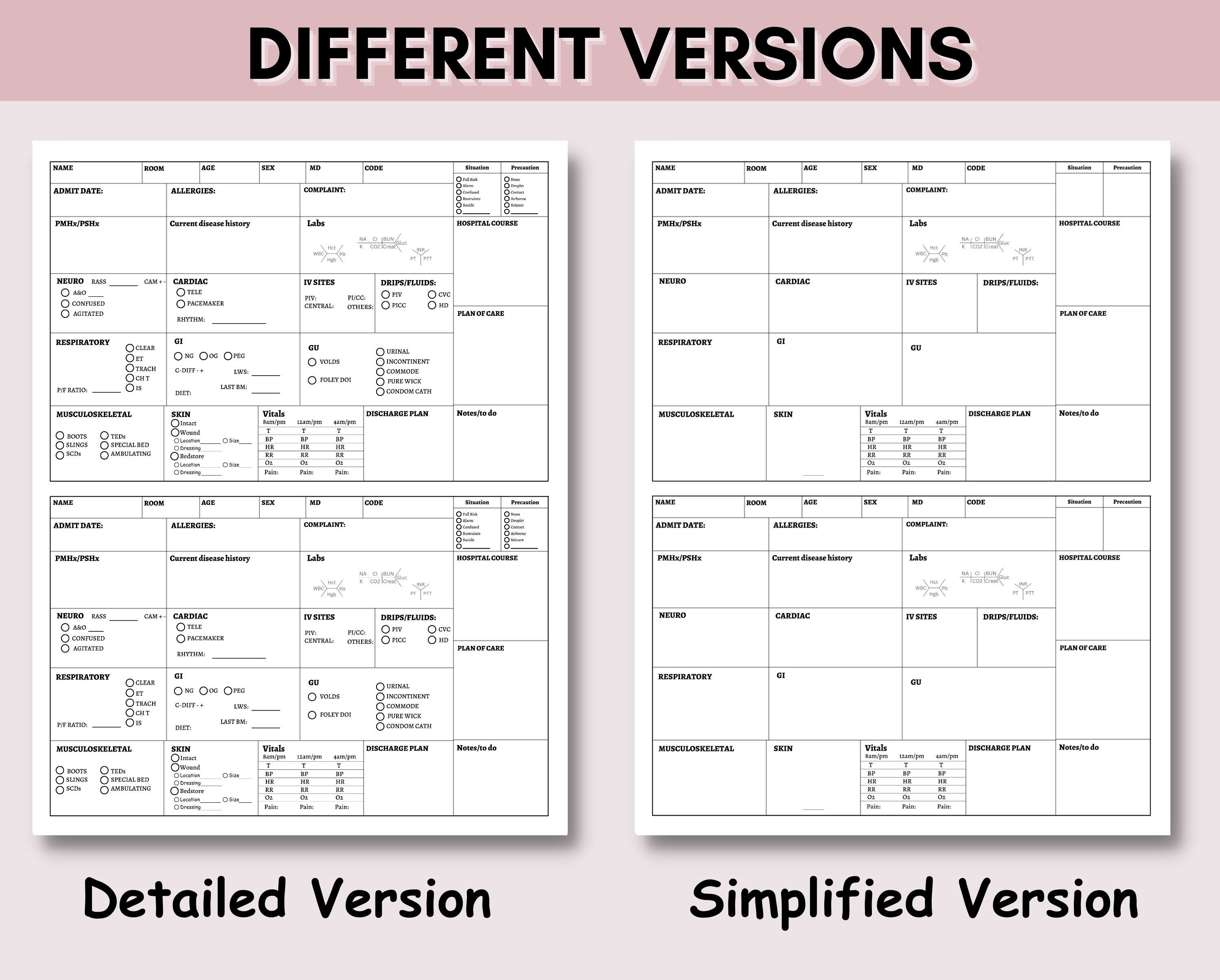 2 Patient Report Sheet Patient Report Sheetnursing Med Surg - Etsy