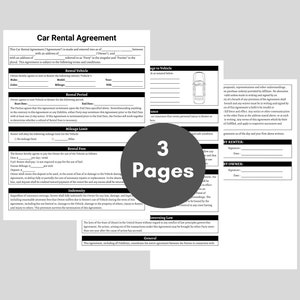 Car Rental Agreement, Car Rental Contract | Printable Vehicle Lease ...