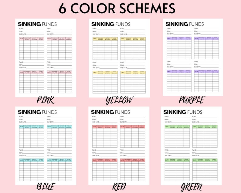 Printable Sinking Funds Tracker Sinking Funds Binder - Etsy