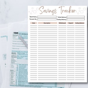 Savings Tracker - Savings Log - Printable Savings Goal - Savings Sheet ...