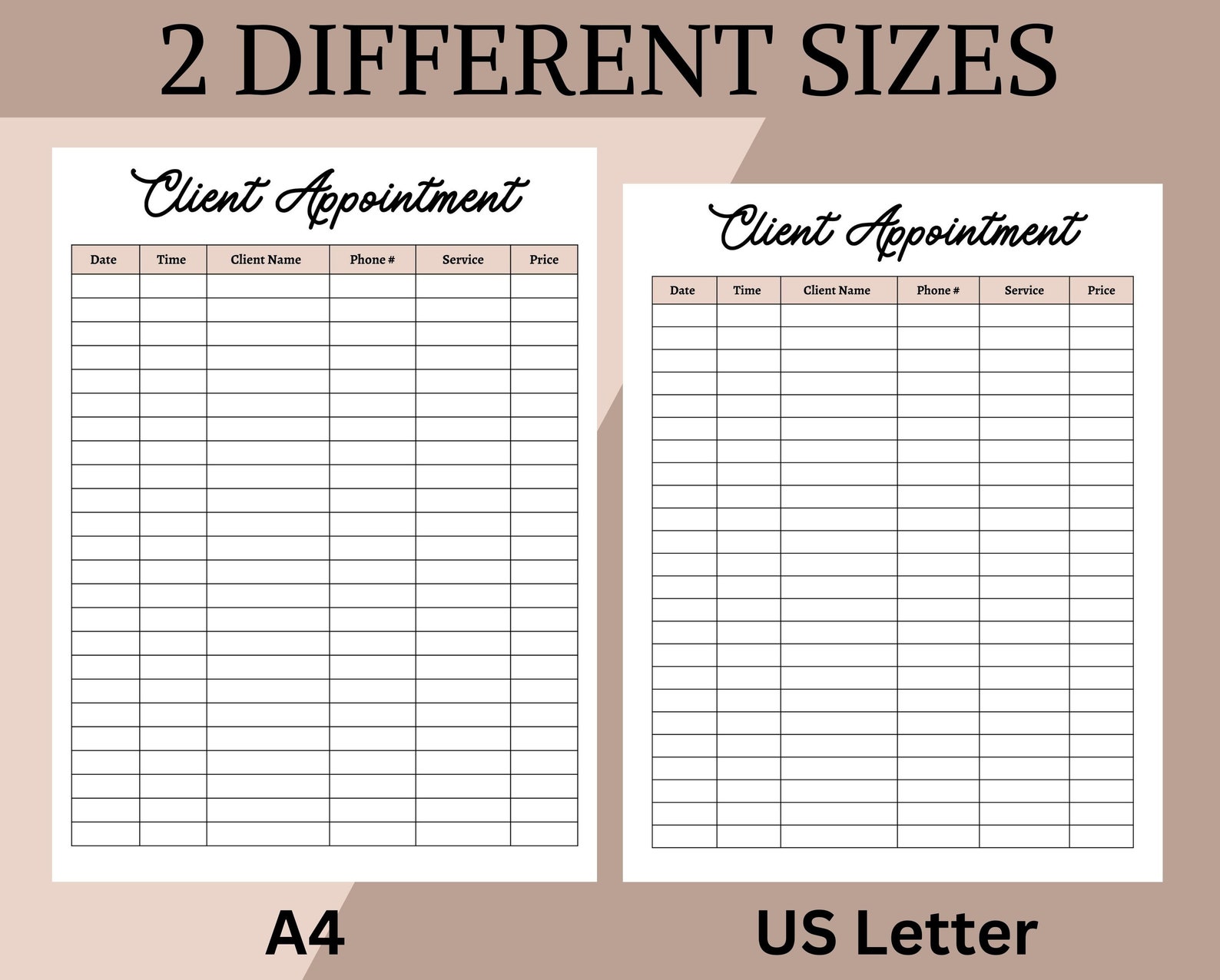 Client Appointments Printable, Appointment Log, Appointment Tracker ...