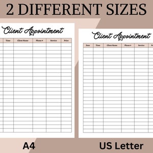 Client Appointments Printable, Appointment Log, Appointment Tracker ...