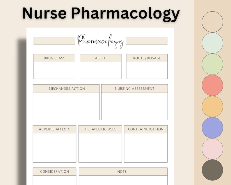 Nurse Pharmacology Template Nursing Student Printable - Etsy