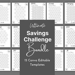 Savings Challenge Printable | Savings Challenge Bundle | Letter Sized ...