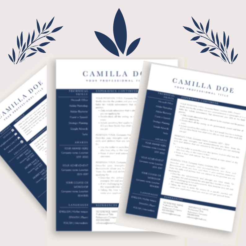 Modern Executive Resume Template Creative Professional and - Etsy