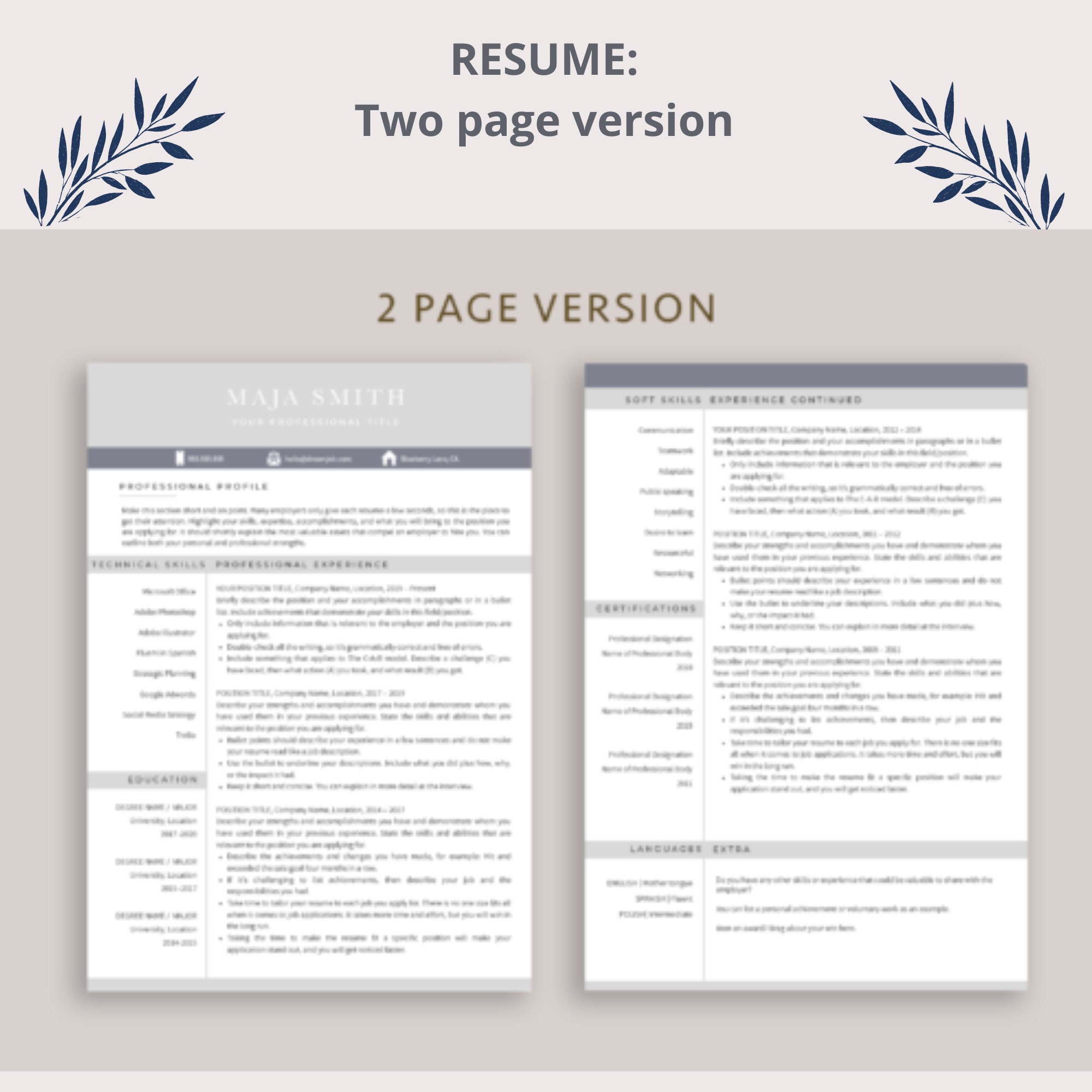 Clean Modern Executive Resume Template for Pages, Word & Mac Pages ...