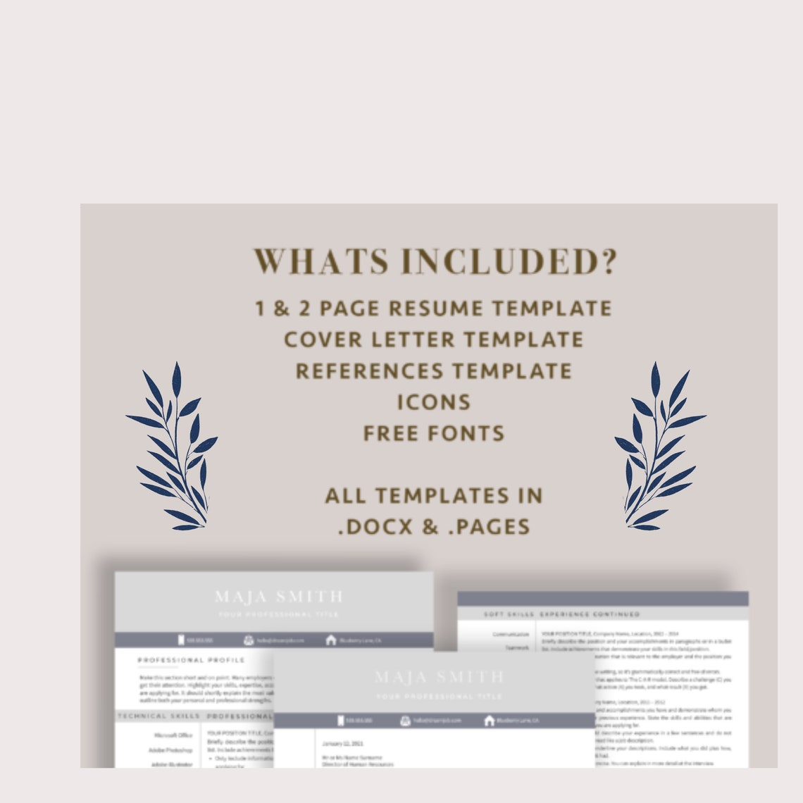 Clean Modern Executive Resume Template for Pages Word & Mac - Etsy