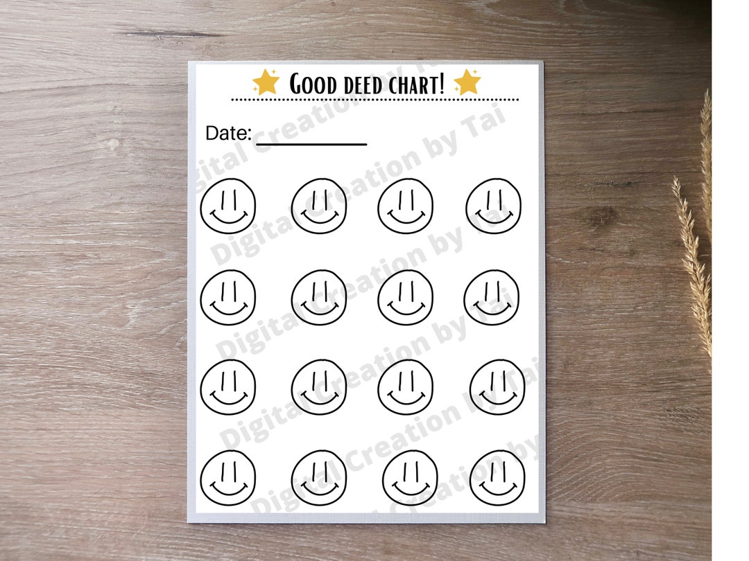 Good Deed Chart Letter Size - Etsy