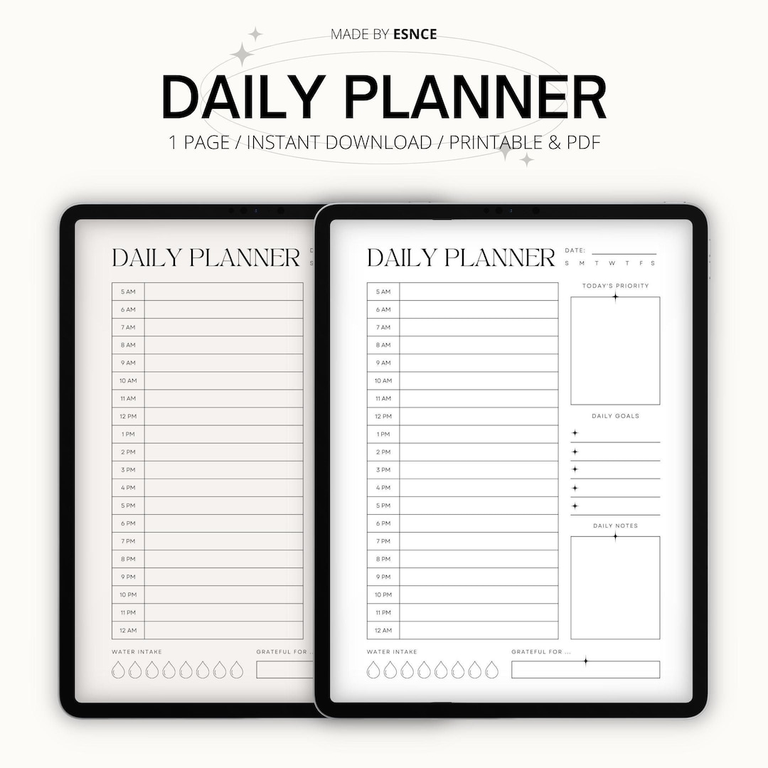 Digital Daily Planner, Printable Daily Planner, Daily Planner Template ...