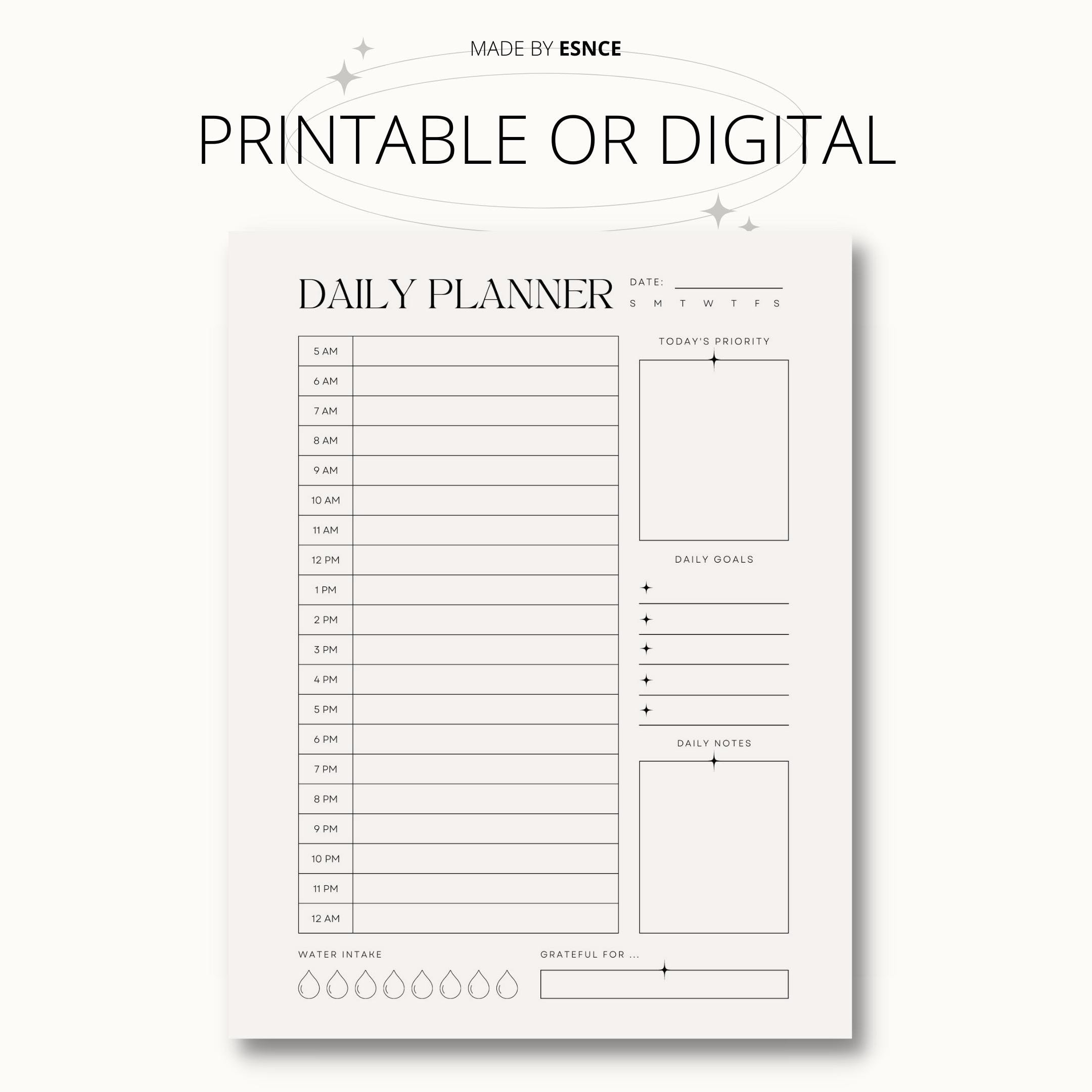 Digital Daily Planner, Printable Daily Planner, Daily Planner Template ...