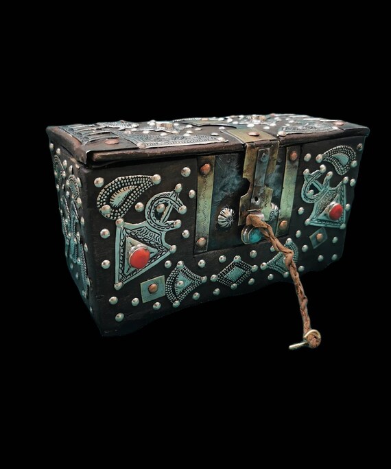Antique Mauritanian Chest,Ancient Tribal Box Storage,… - Gem