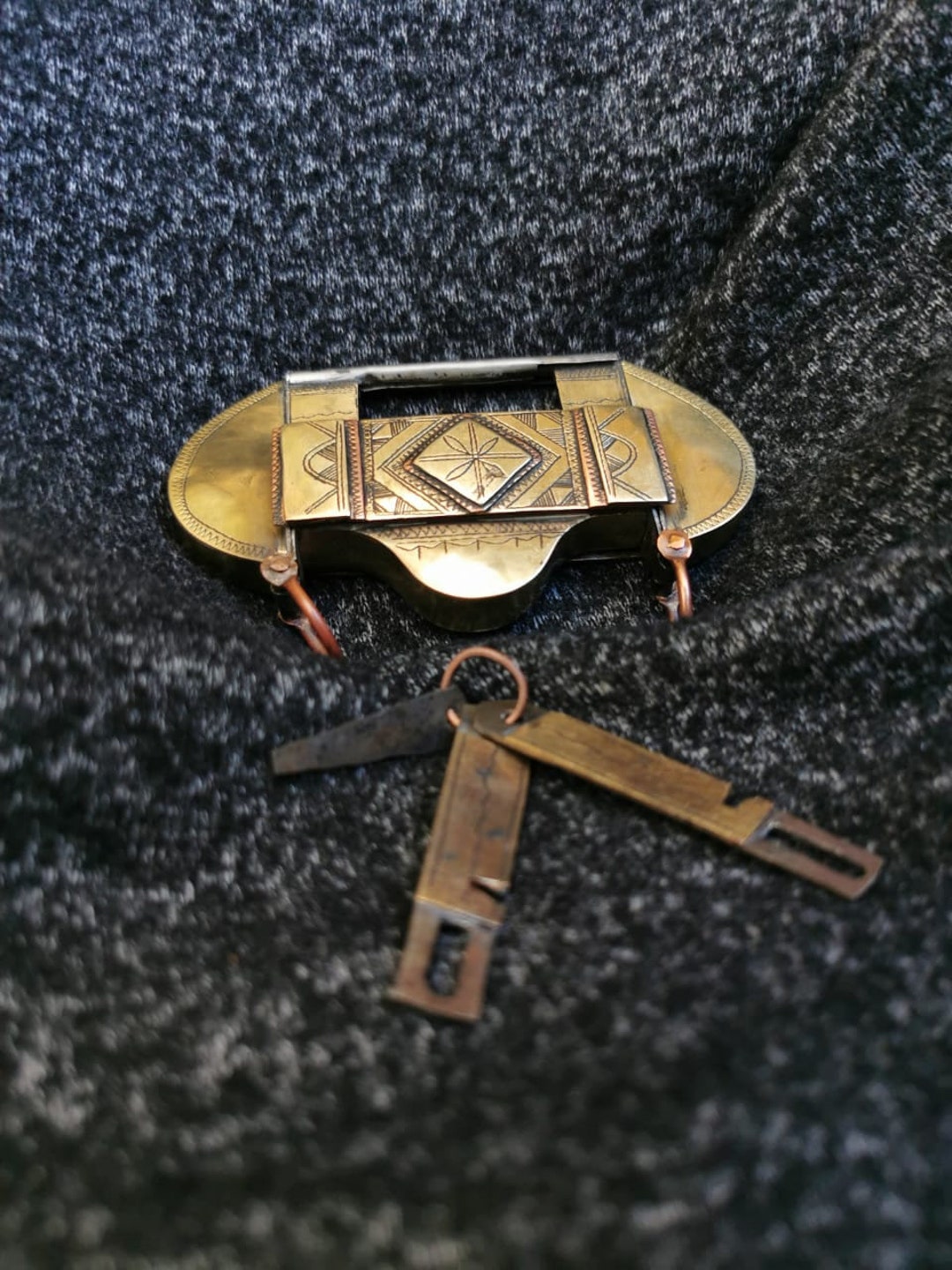 Old Brass, Copper and Berber Silver Moroccan Lock and Key, Tuareg ...