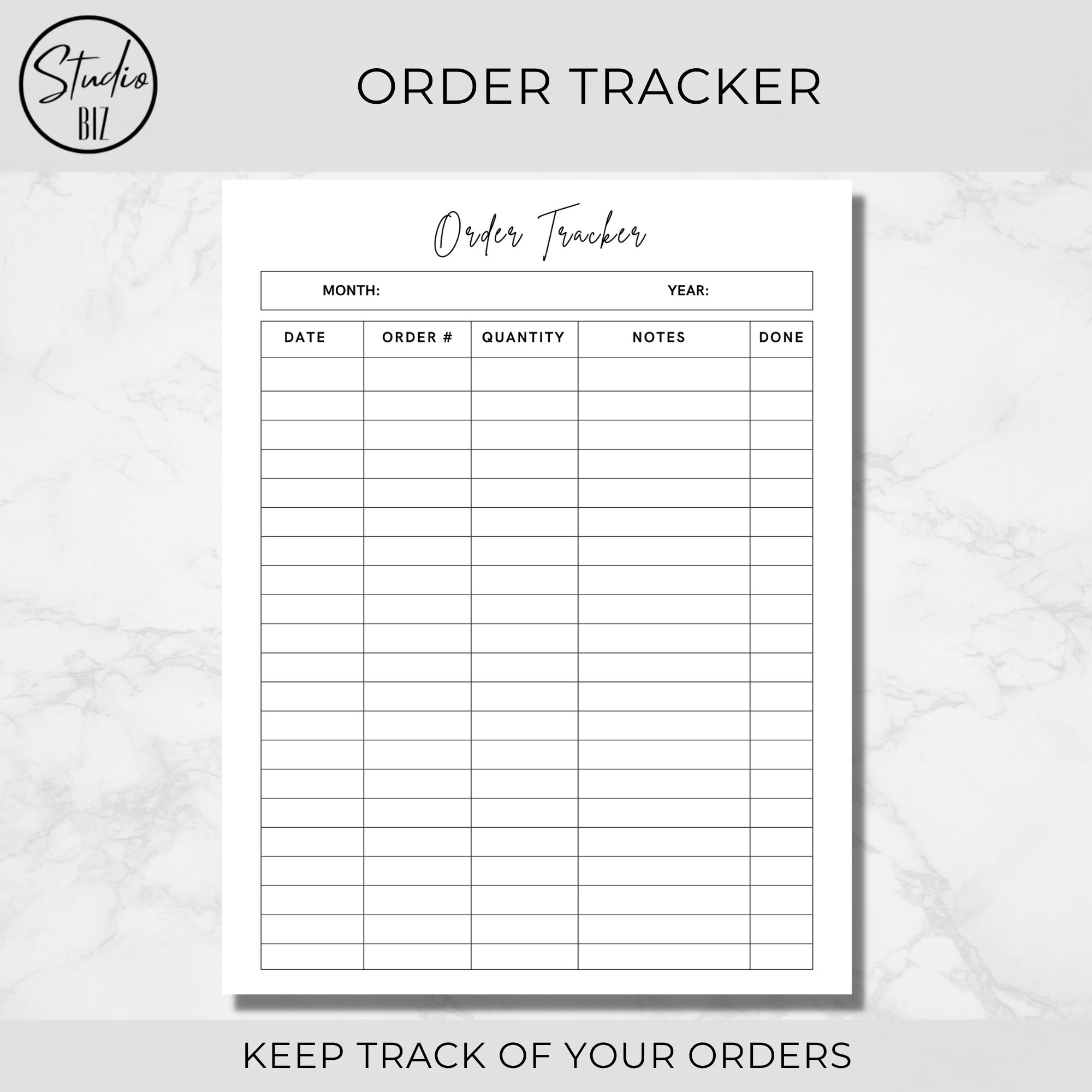 Order Tracker Printable | Inventory Manager | Order Form | Printable ...