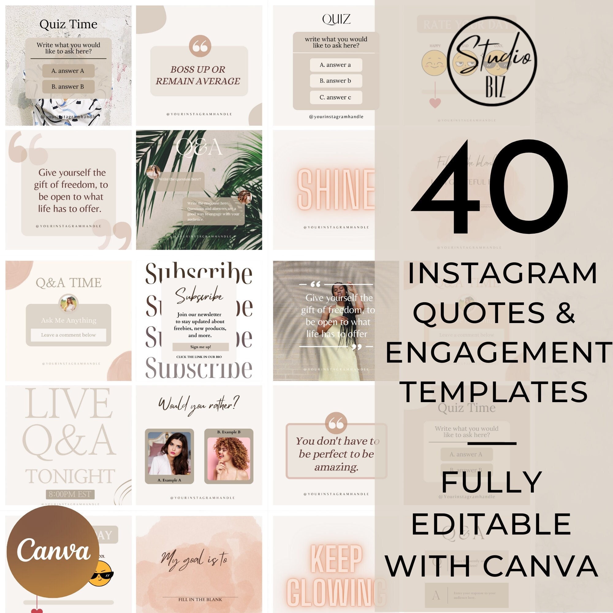 Instagram Engagement Posts & Stories Canva Template Instagram Posts ...