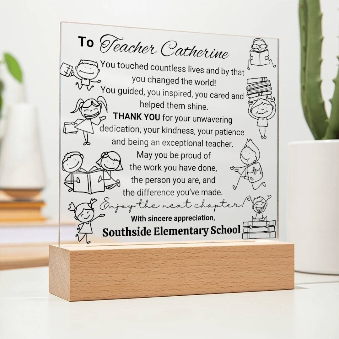Heartfelt Gratitude Teacher Retirement Gift Plaque - Personalized ...