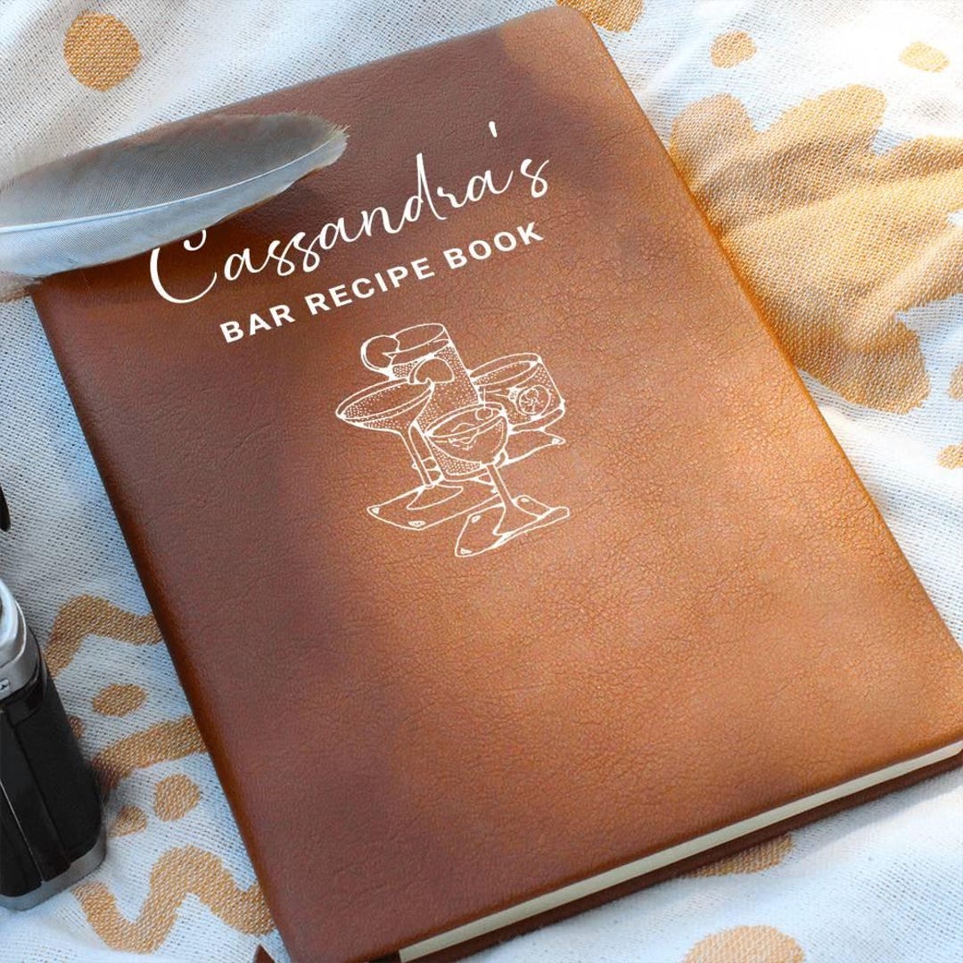 Personalized Bar/cocktail Recipe Book - Custom Mixologist Leather ...