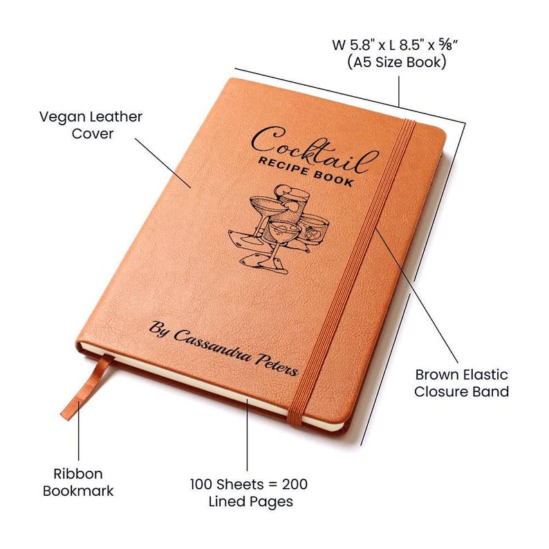 Personalized Bar/cocktail Recipe Book - Custom Mixologist Leather ...