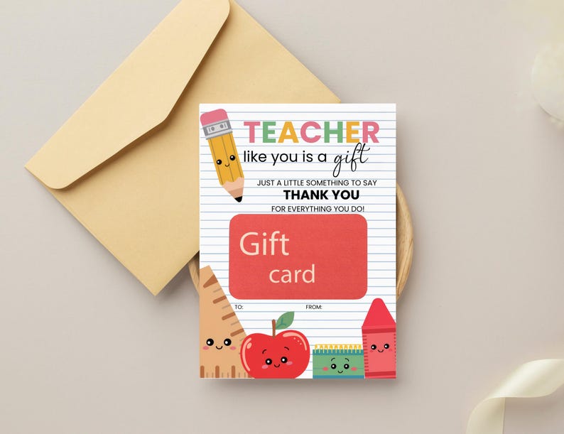 PRINTABLE Teacher Appreciation Gift Card Holder, Teacher Thank You Card ...