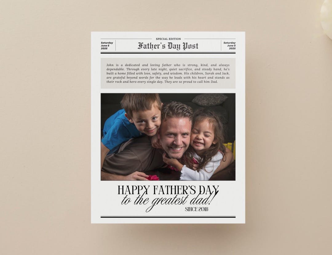 Father's Day Newspaper Unframed Poster, Unique Gift, Gift for Husband ...