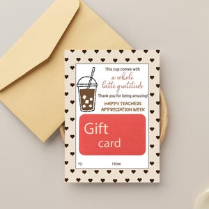 PRINTABLE Teacher Appreciation Coffee Gift Card Holder, Teacher Thank ...
