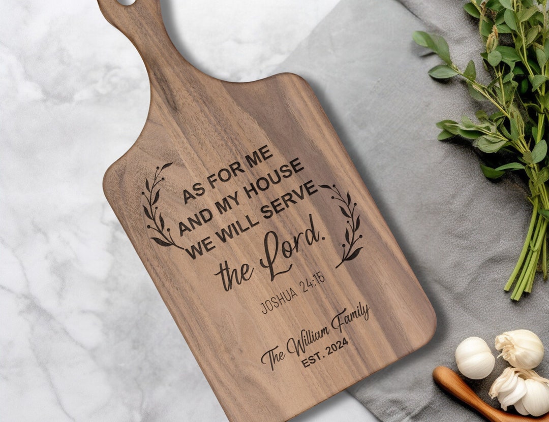 Bible Verse Joshua 24:15 Personalized Hardwood Paddle Cutting Board ...