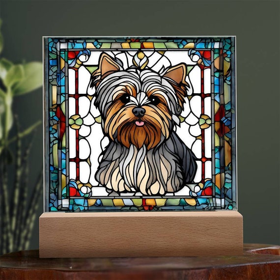 Yorkshire Terrier Stained Glass Pattern Stained Glass Dog Royalty Free