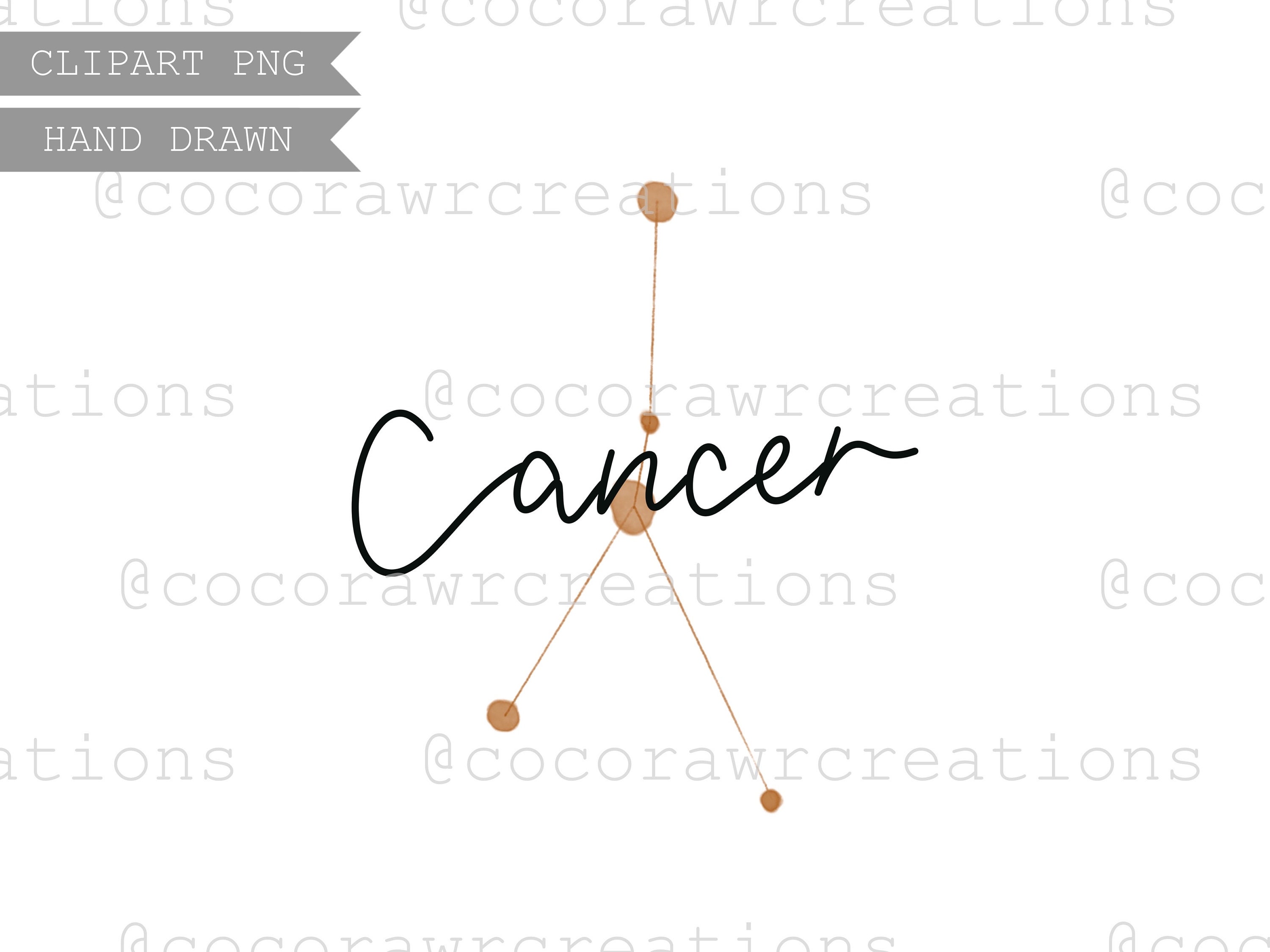 Cancer Hand Lettering Digital Clipart PNG File Digital Stickers Hand ...