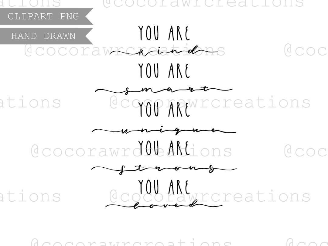 You Are Hand Lettering Digital Clipart PNG File Digital Stickers Hand ...