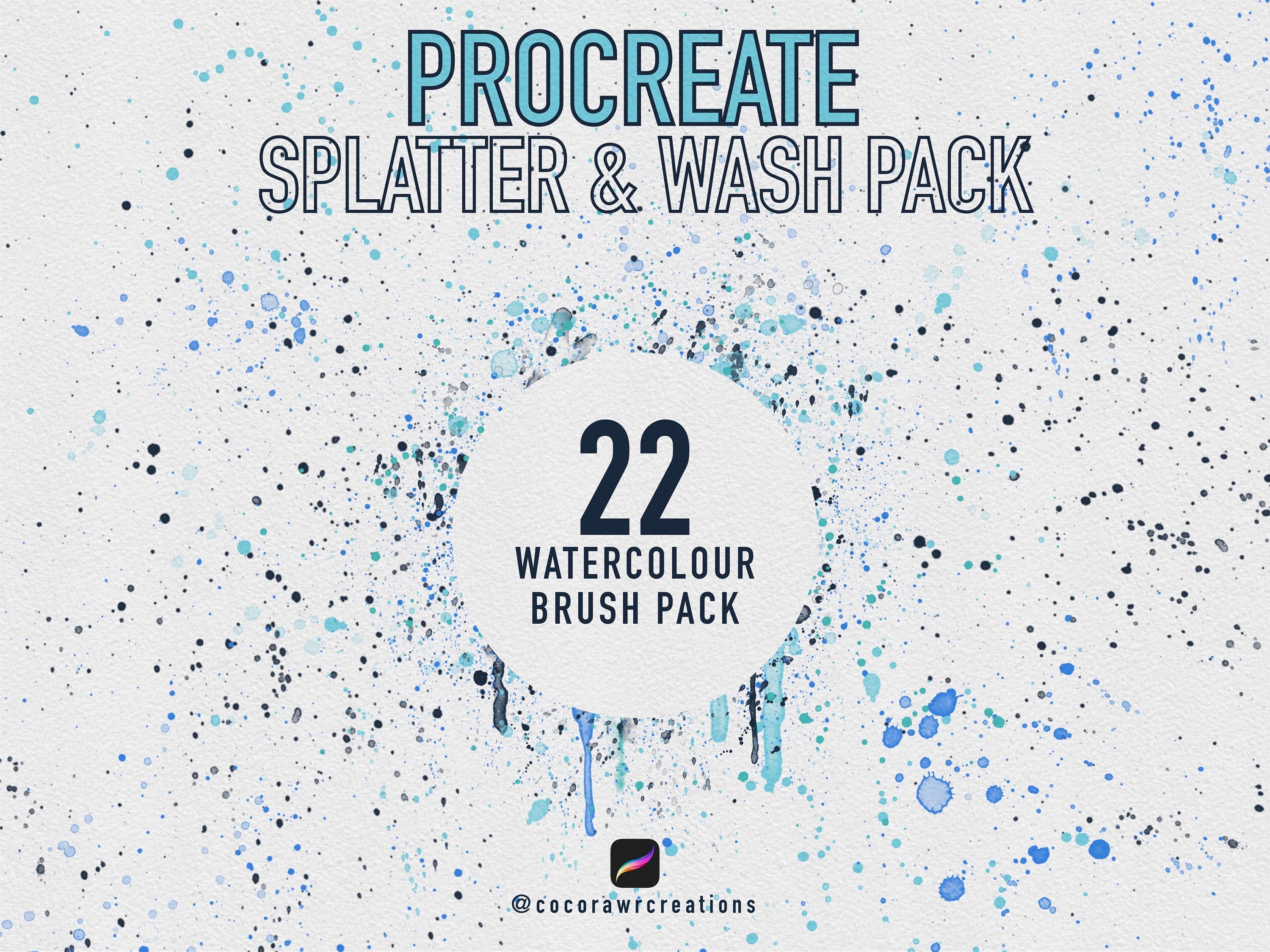 Procreate Splatter Brush Pack, 22 Watercolour Splashes, Drips, Stain ...