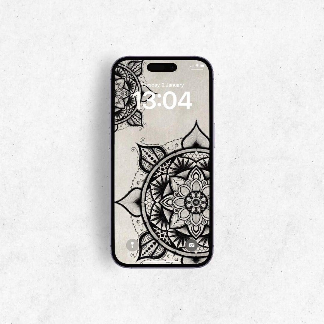 Mandala iPhone Wallpaper, Floral Phone Background, Home Lock Screen Art ...