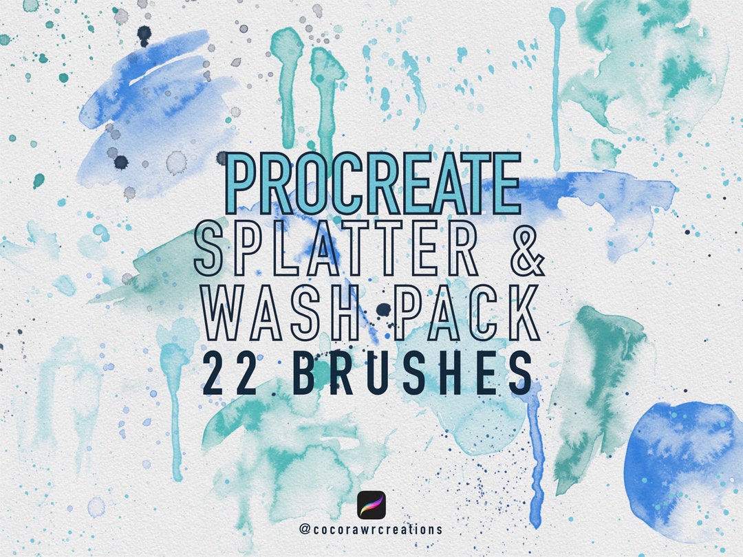 Procreate Splatter Brush Pack, 22 Watercolour Splashes, Drips, Stain ...