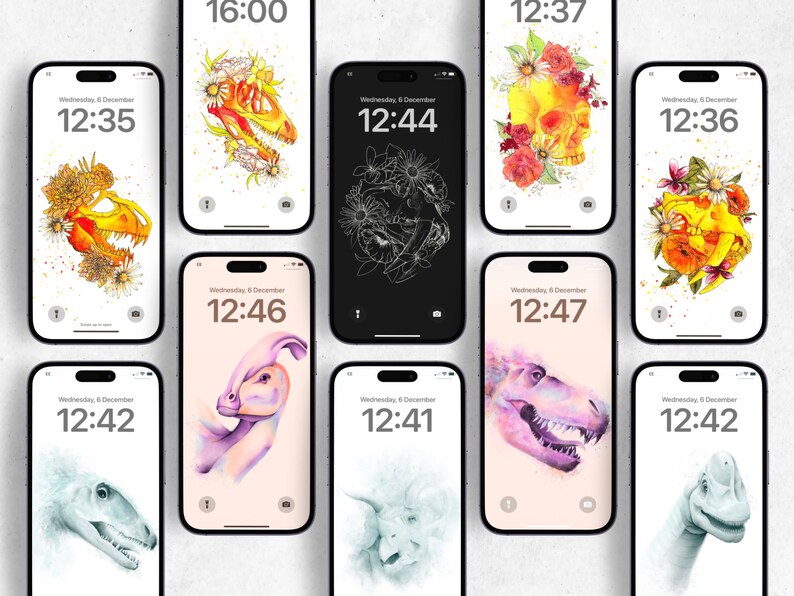 Dinosaur iPhone Wallpaper, T Rex Skull iPhone Home Screen, Dino Art ...