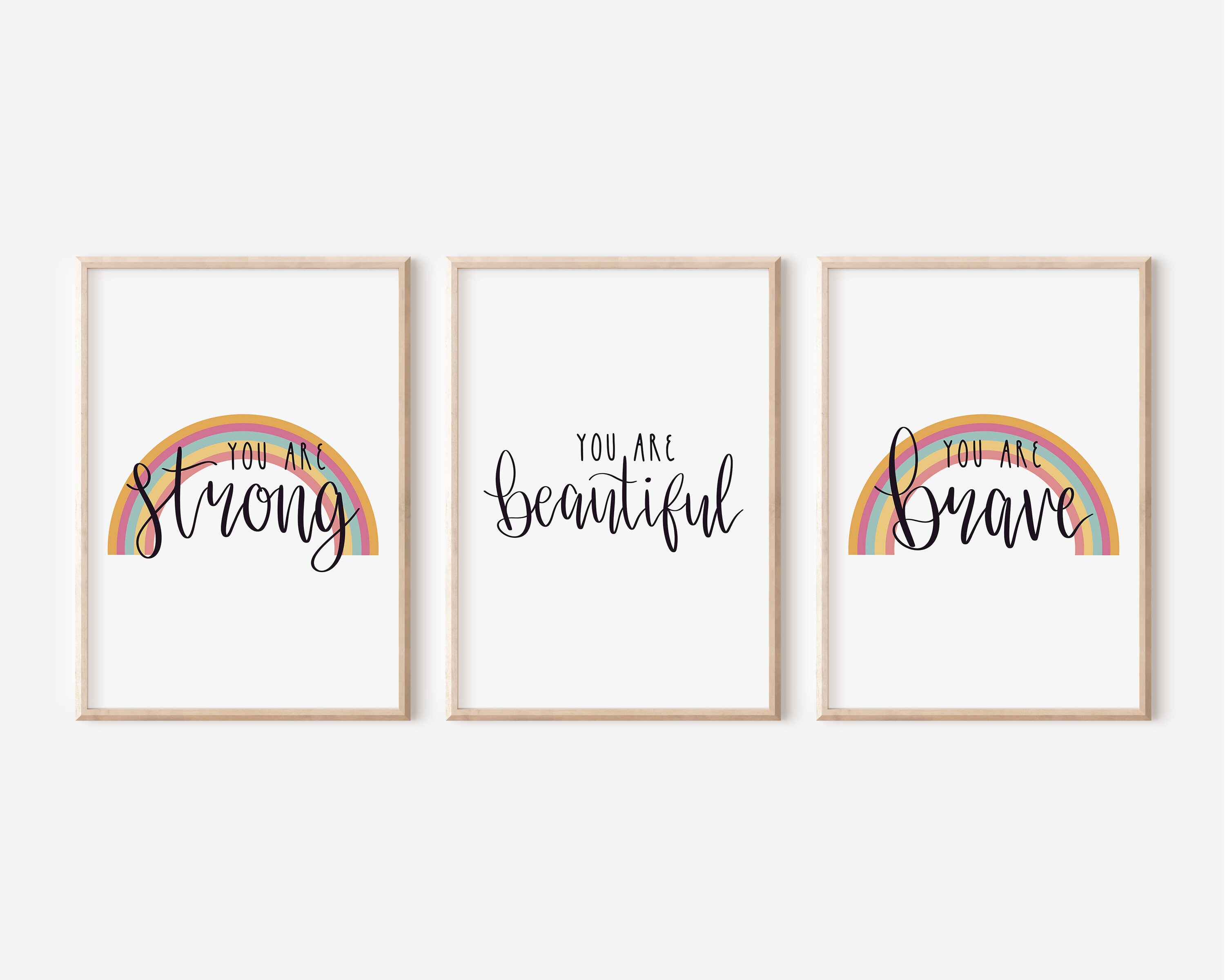 Printable Rainbow Wall Art Quote Bundle Home Wall Decor Inspirational ...
