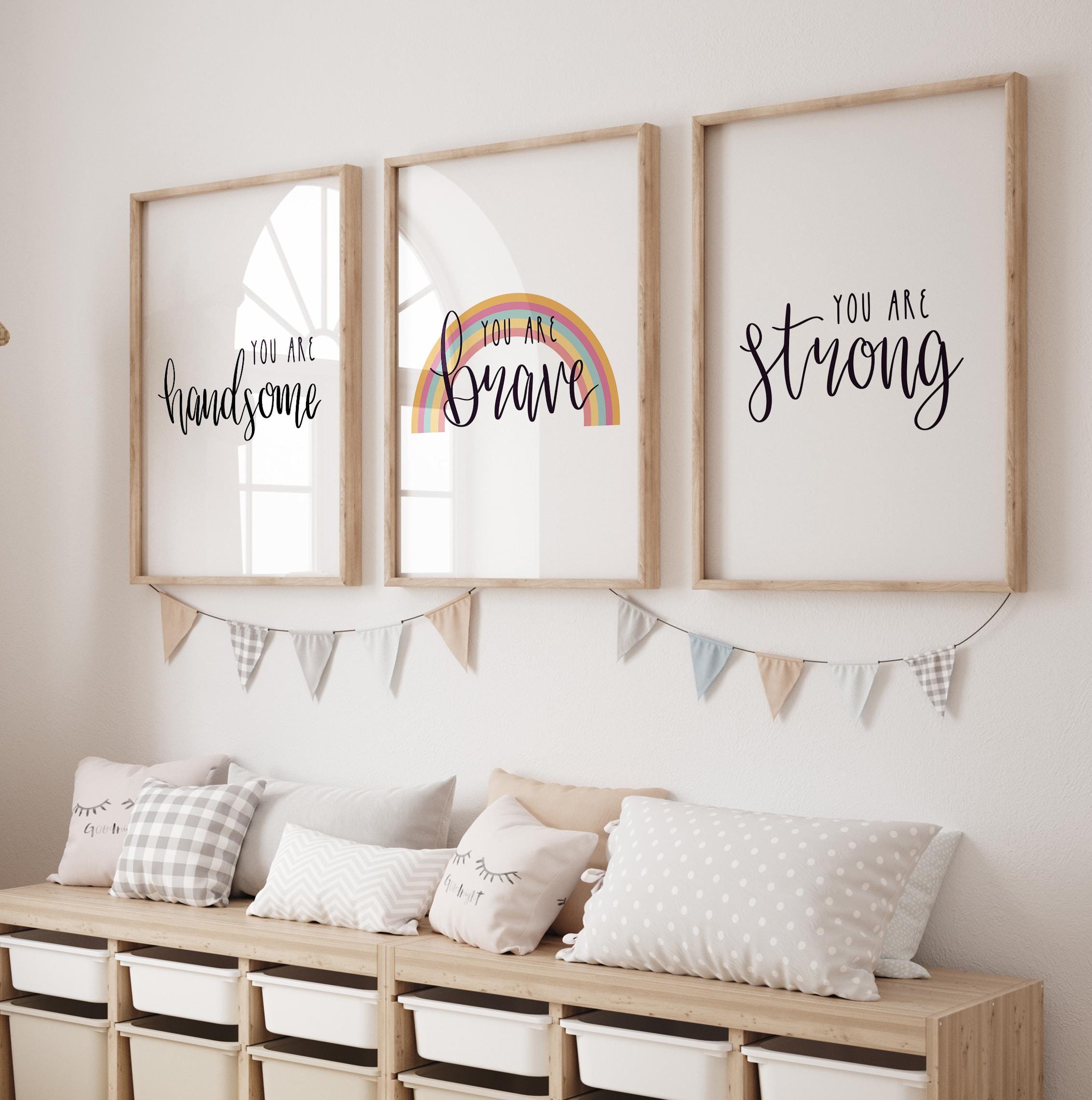 Printable Rainbow Wall Art Quote Bundle Home Wall Decor Inspirational ...