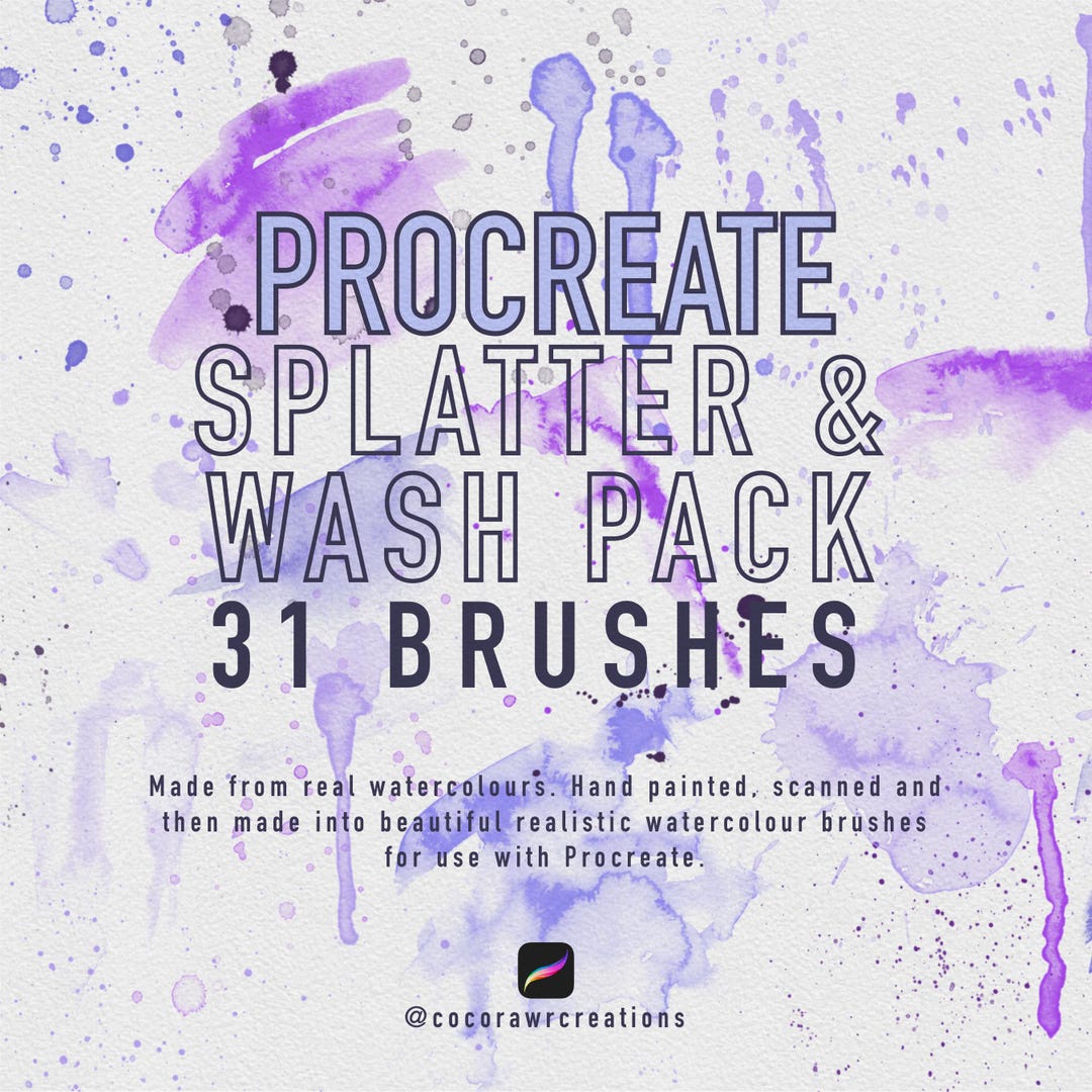 Procreate Splatter Brush Pack, 31 Watercolour Splashes, Drips, Stain ...