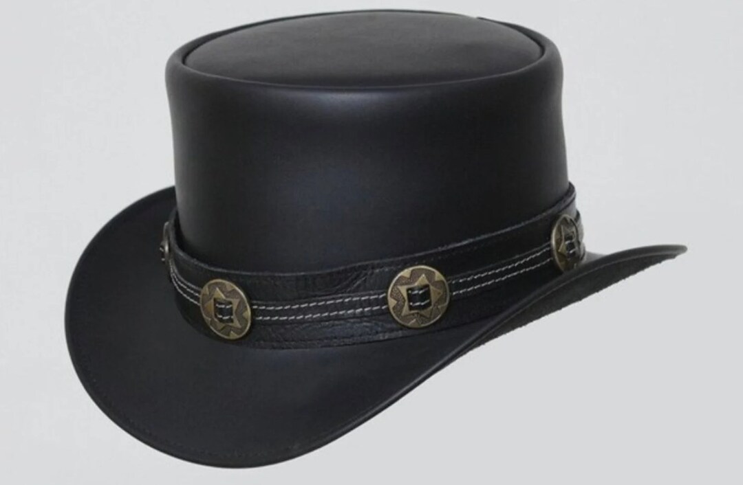 Top Hat for Men Leather Steampunk Style Top Hat Band El Dorado Deadman ...